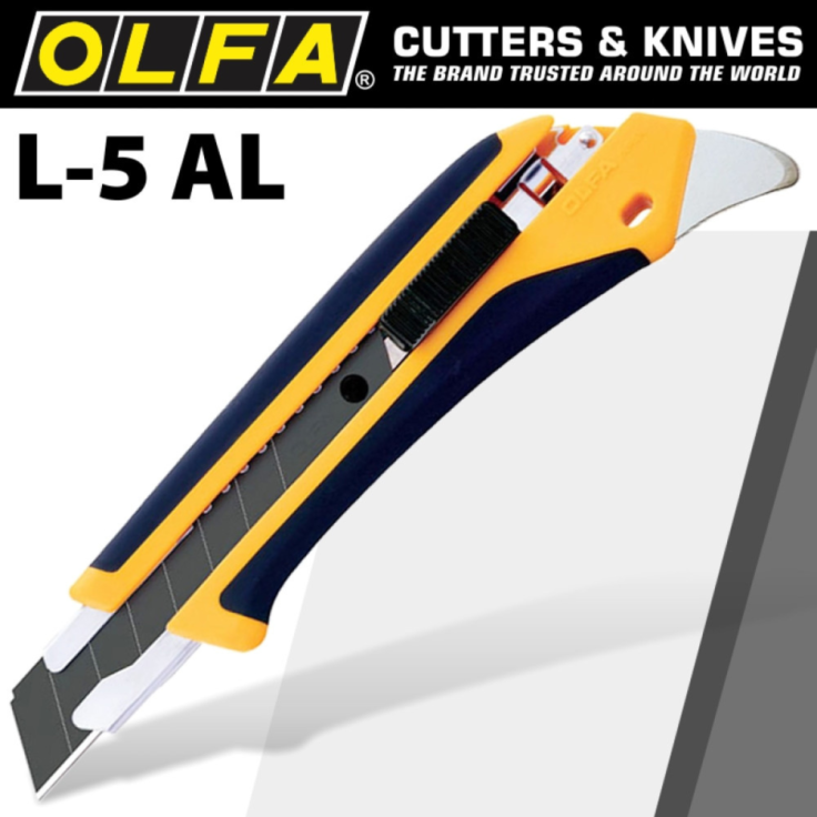 OLFA® Cutter: 18mm AUTO LOCK HEAVY DUTY SNAP OFF (CTR L5AL) — Brush and Canvas
