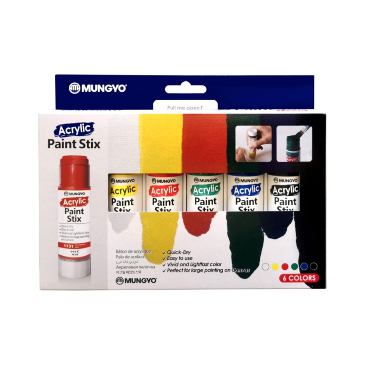 Mungyo Acrylic Paint Stick Set 6pc — Brush and Canvas