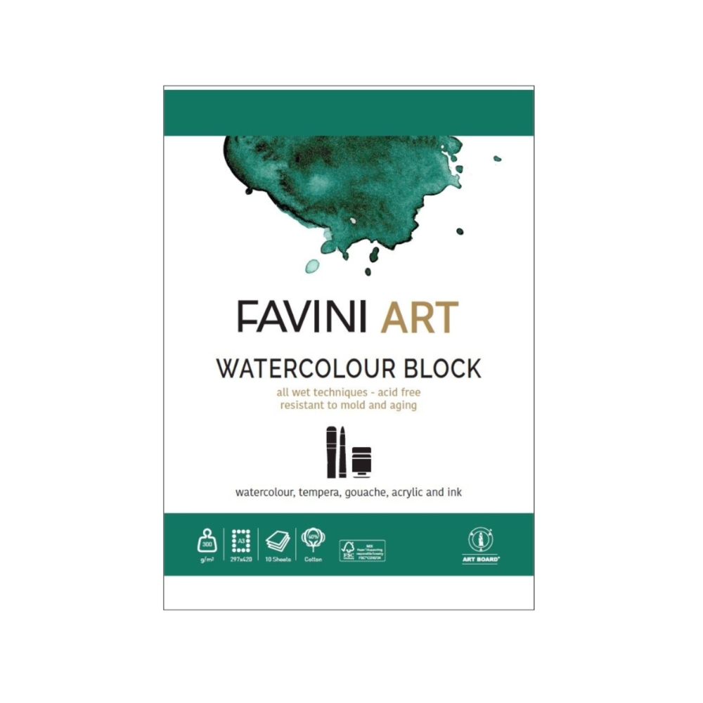 Favini Watercolour Blocks 60% Cotton 300gsm — Brush and Canvas